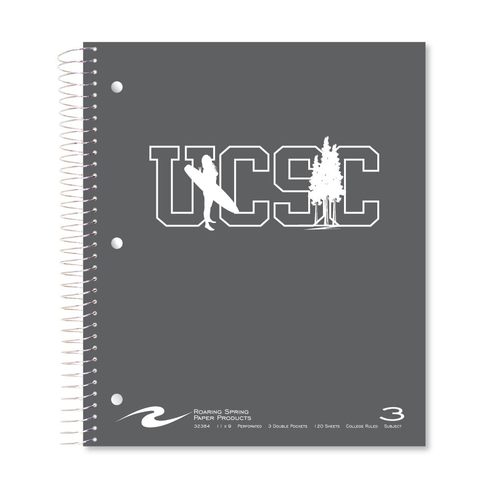 UCSC SURF 3-SUB GREY NOTEBOOK
